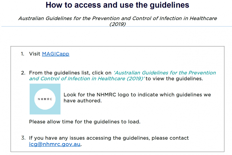 NHMRC’s Updated “Guidelines for the Prevention and Control of Infection ...